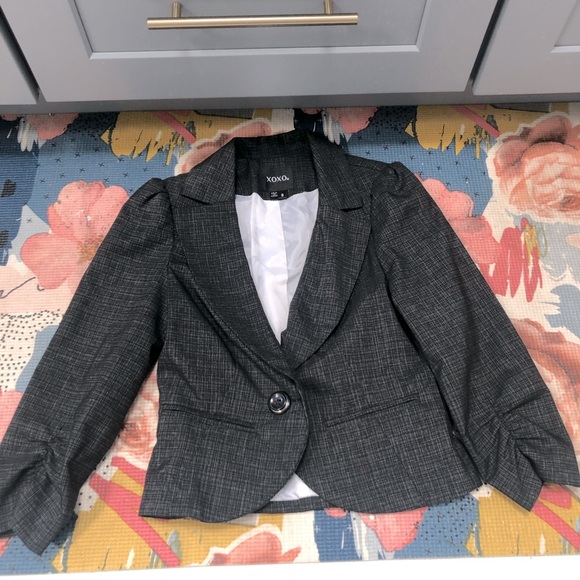 XOXO | Jackets & Coats | Xoxo Black With Grey Detail Jacket | Poshmark
